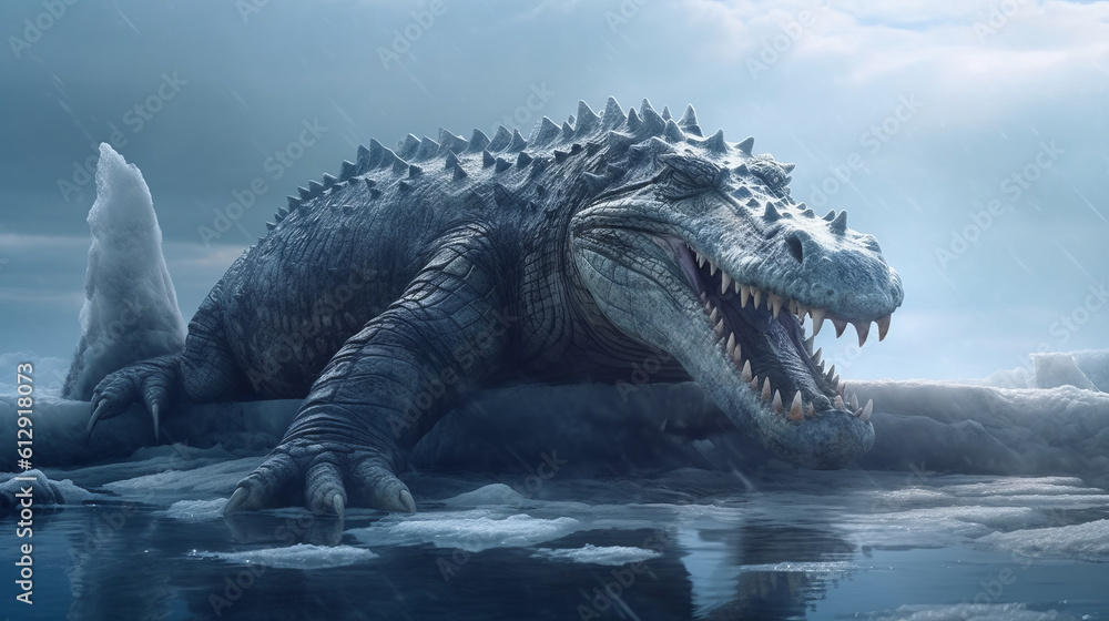 Prehistoric ancient long extinct dinosaurs. A find in the Antarctic of ...