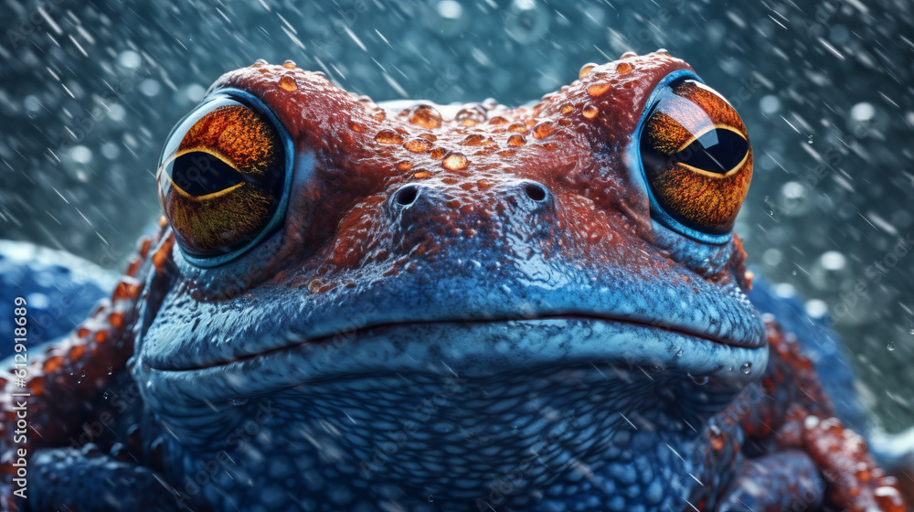 Red-backed poisonous frog in the rainforest. Beautiful amphibian in ...