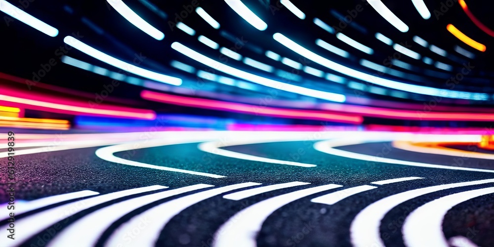 Modern abstract high-speed movement. Dynamic motion light and fast arrows moving on dark ...