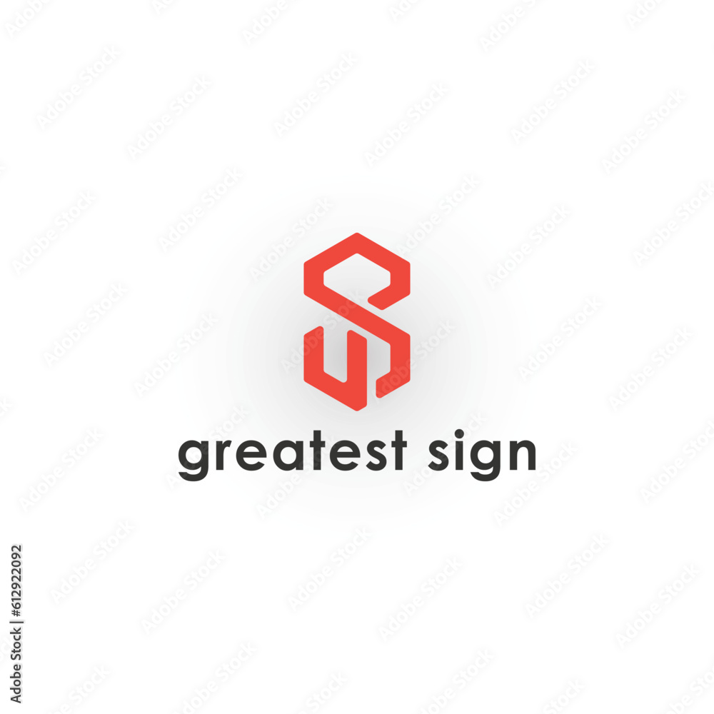 Abstract initial letter GS or SG logo in orange color isolated in white ...