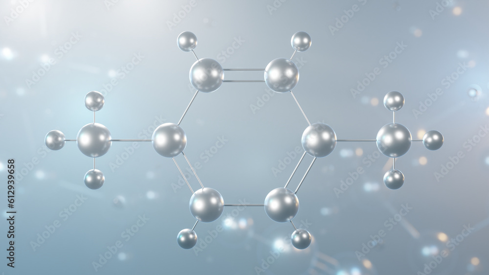 p-xylene molecular structure, 3d model molecule, para-xylene ...
