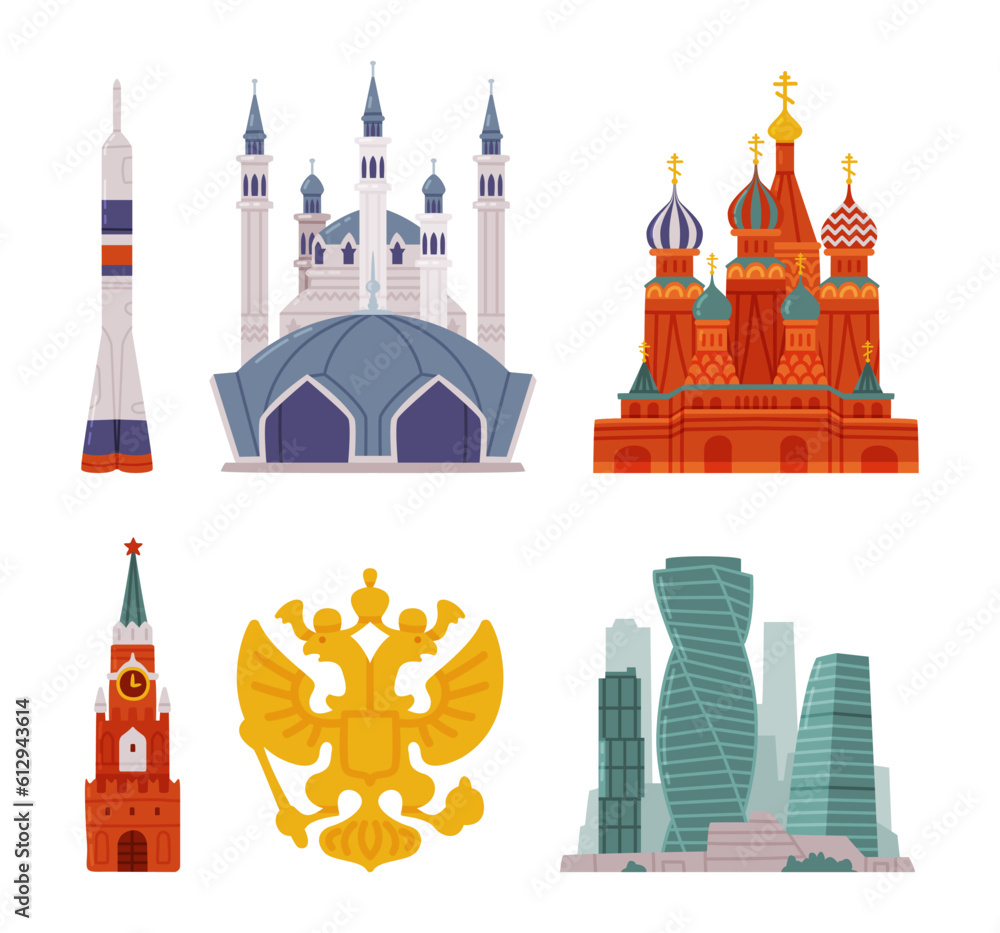 Russian Symbol with Spacecraft, Kazan Mosque, Red Square, Moscow City ...