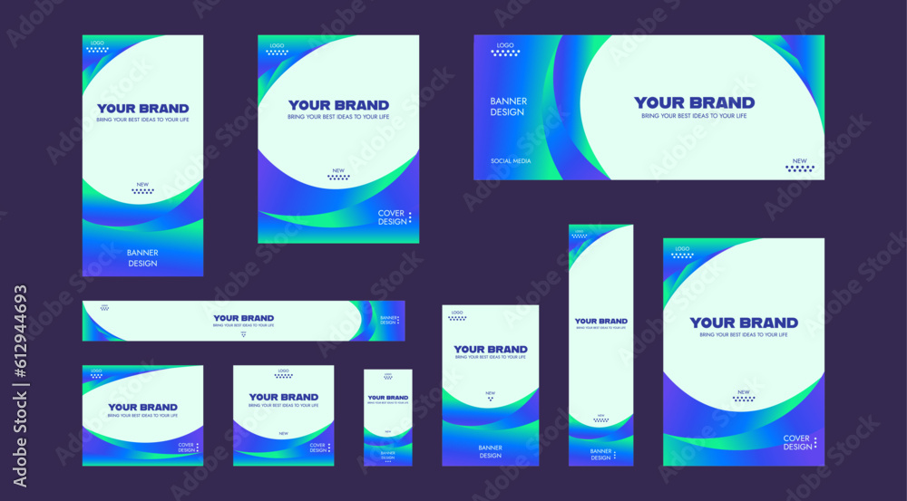Set of cover and web banner templates in a dynamic modern style. For ...