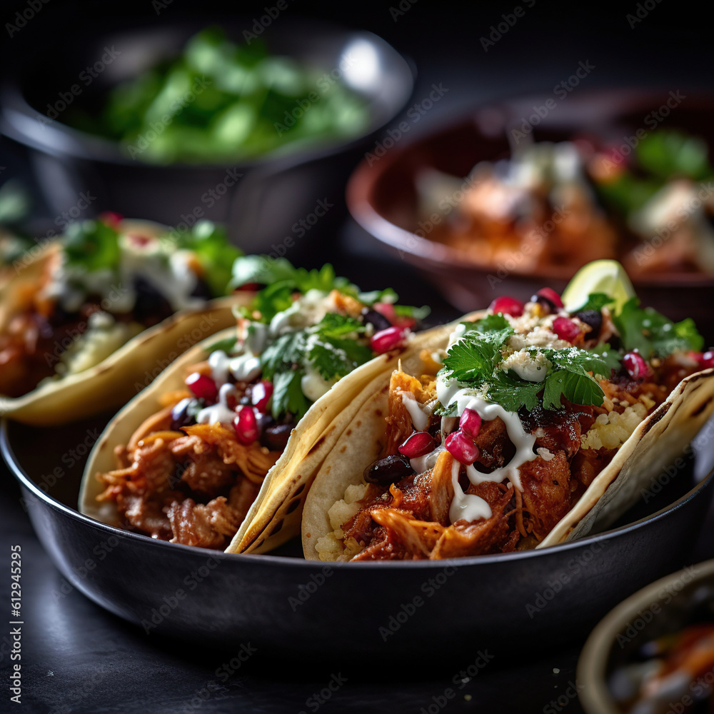 Tacos mexicanos con carne, tomates y queso. Taco de carne, comida ...