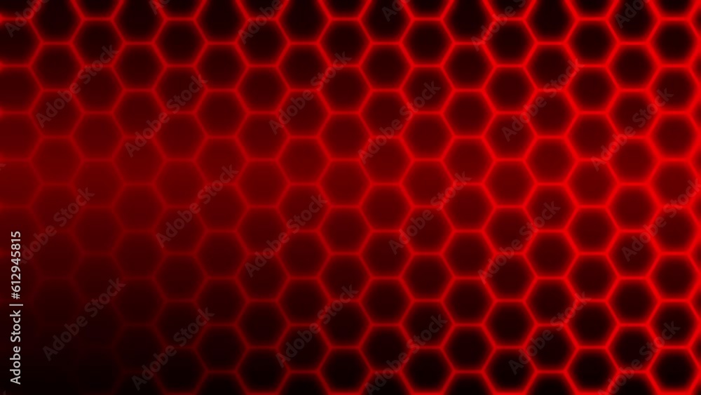 Fiery glowing hexagonal pattern background with pulsating fire colors ...