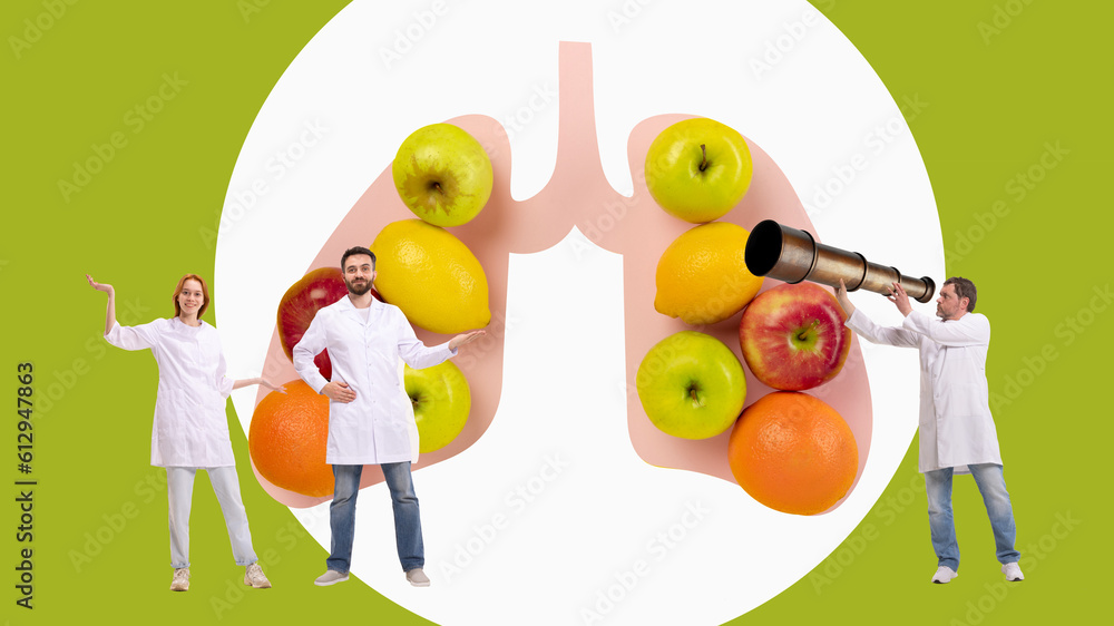 Doctors checking health, lungs. Healthy eating helping in keeping good ...