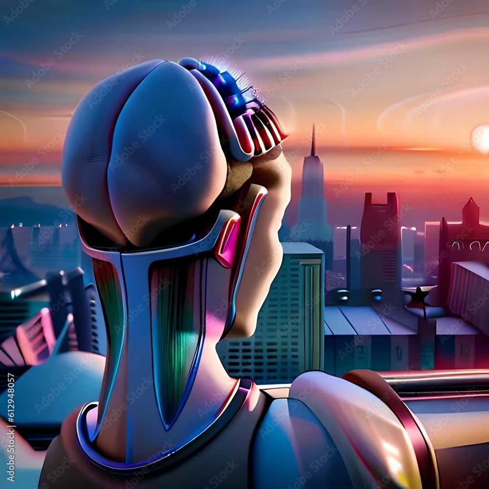 futuristic concept of artificial intelligence through a close-up shot ...