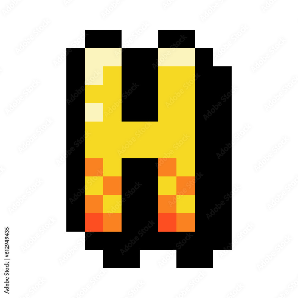 Vetor de Pixel 8 Bit Uppercase Letter H as Font and Alphabet Vector ...