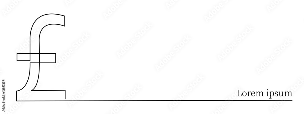 Pound Sterling currency, one line art, continuous contour drawing,hand ...