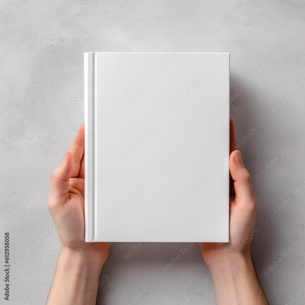 two hands hold book mockup grey background Stock Illustration | Adobe Stock