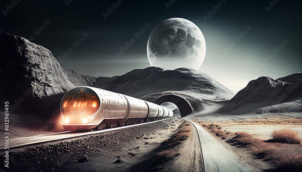 Future Moon train Hyperloop transportation system new mobility concept ...