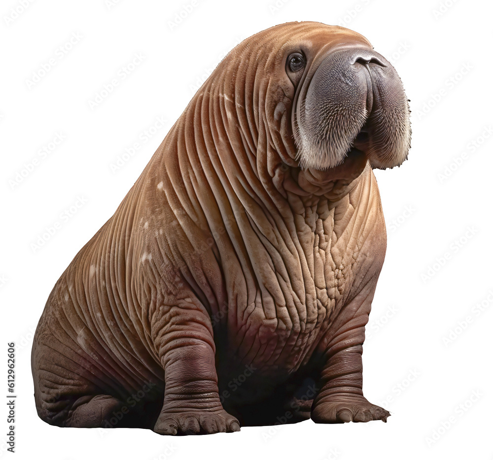 Walrus isolated on the transparent background PNG. Top view. AI ...