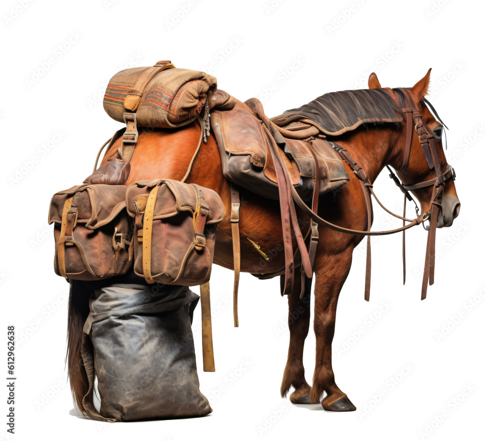 horse with saddlebag isolated on the transparent background PNG. Top ...