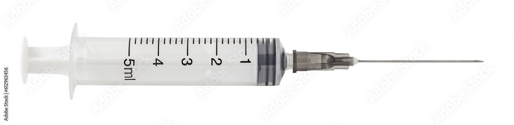 Póster Disposable syringe with needle for injection, isolated on ...
