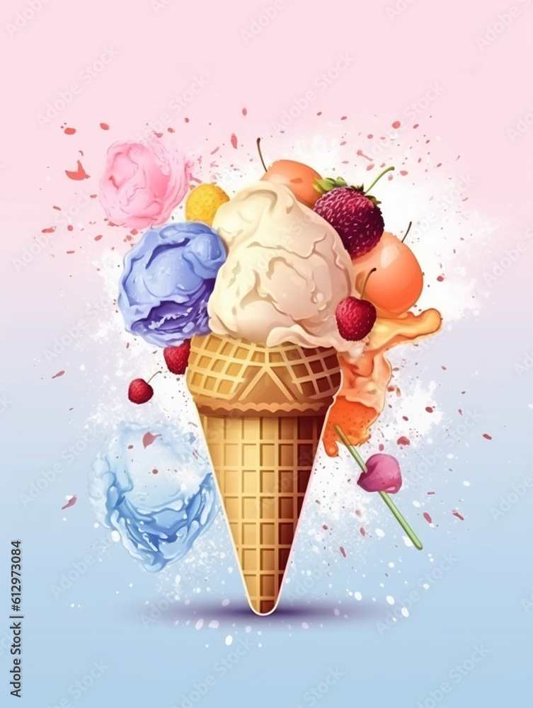 ice cream menu poster design, generative ai Stock Illustration | Adobe ...