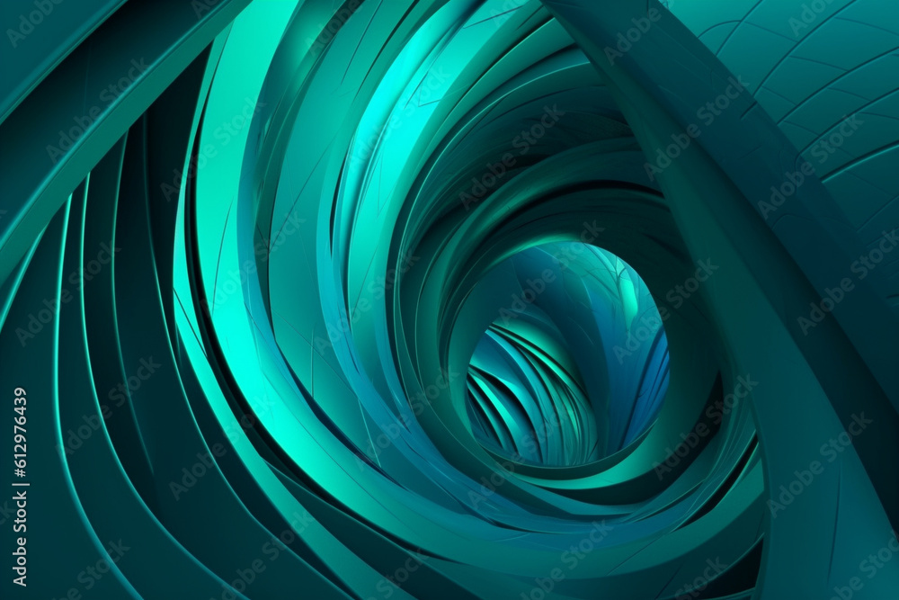 Vibrant turquoise geometric patterned backdrop with curved shapes ...