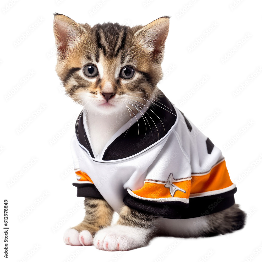 Cat waring a sporty jersey isolated on a transparant background ...