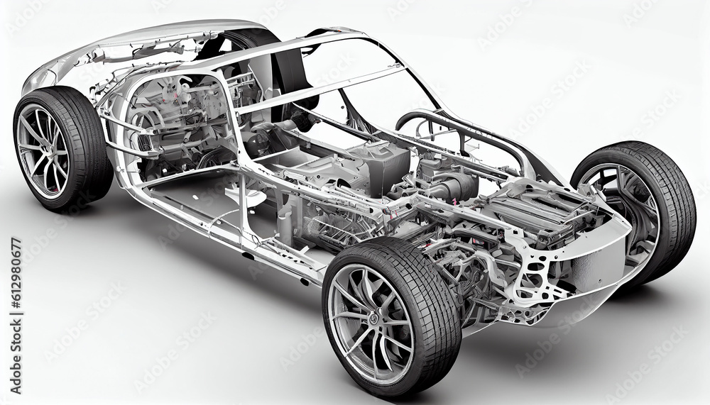 3D Car Parts Scheme Composition with white background made with AI ...