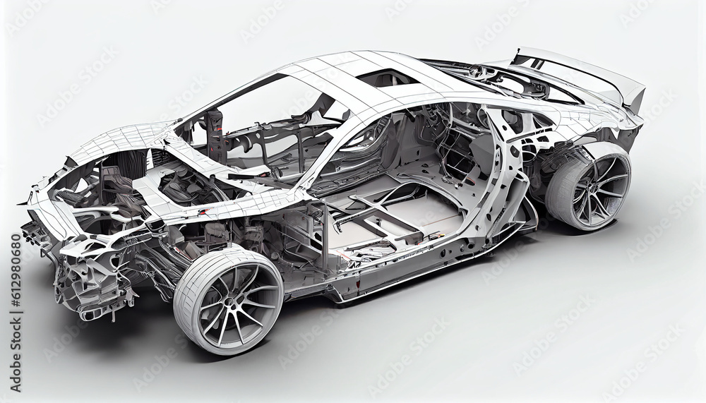 3D Car Parts Scheme Composition with white background made with AI ...