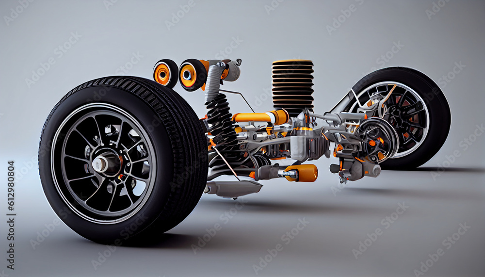 3D Car Parts Scheme Composition with white background made with AI ...