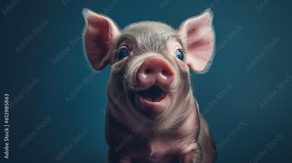 Generative Ai image of a baby pig face close up Stock Photo | Adobe Stock