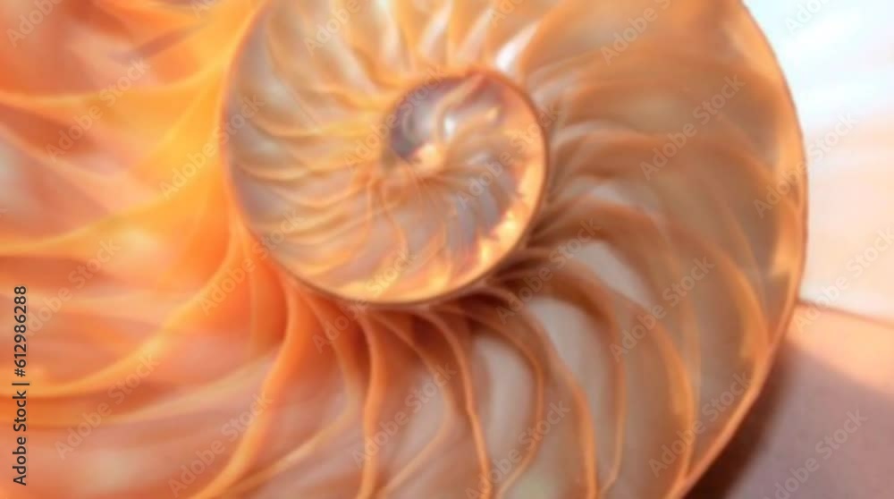 nautilus shell Fibonacci spiral golden ratio number sequence natural background half slice ...