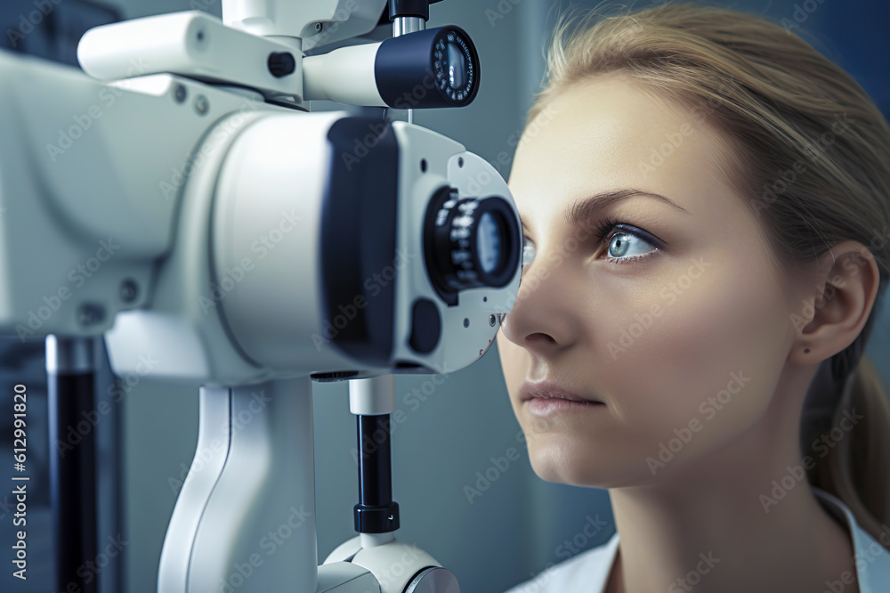 Clear Vision Ahead: A Woman Undergoing a Thorough Eye Examination for ...