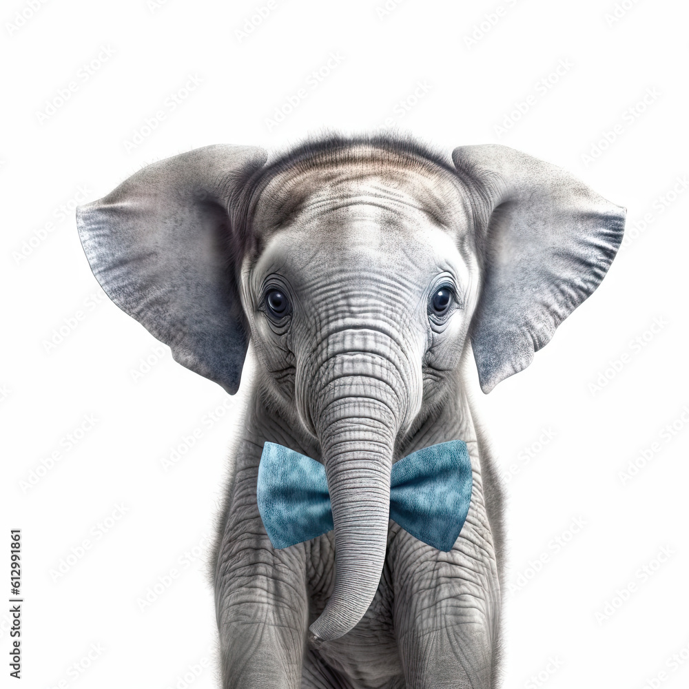Adorable Cute Baby Elephant Animal in a Bow Tie Close Up Portrait ...
