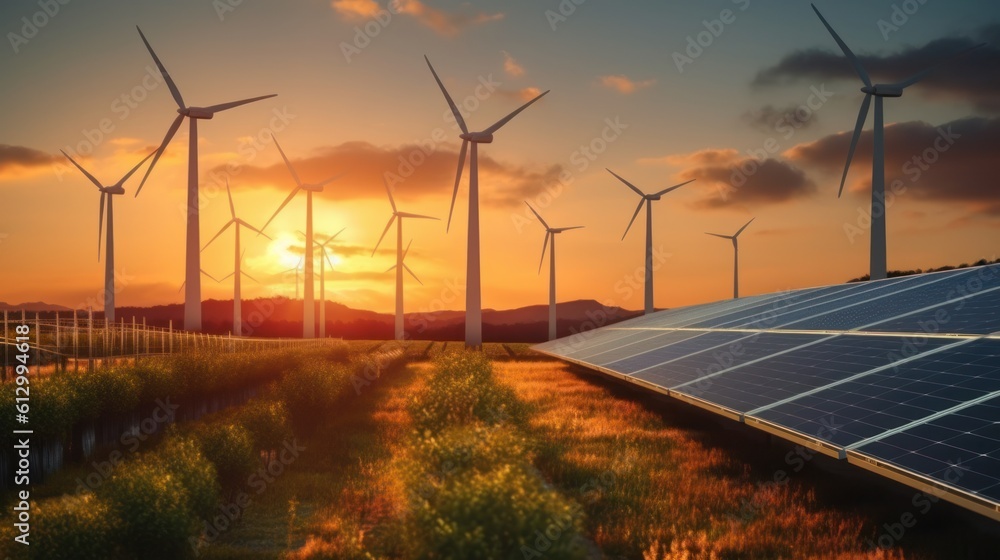Innovative technologies in renewable energy, such as solar panels, wind turbines, or advanced ...