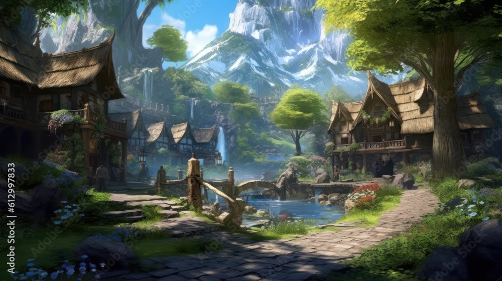 MMORPG game art environment Stock Illustration | Adobe Stock