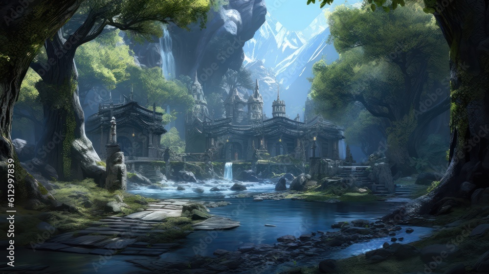 MMORPG game art environment Stock Illustration | Adobe Stock