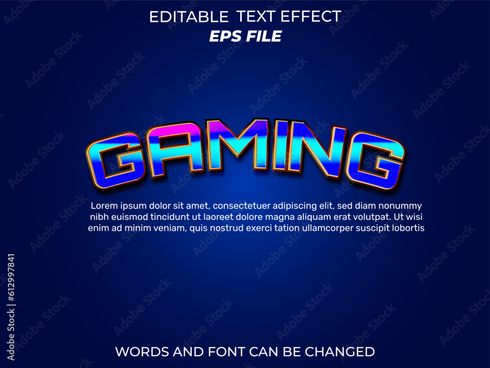 gaming text effect, font editable, typography, 3d text. vector template ...