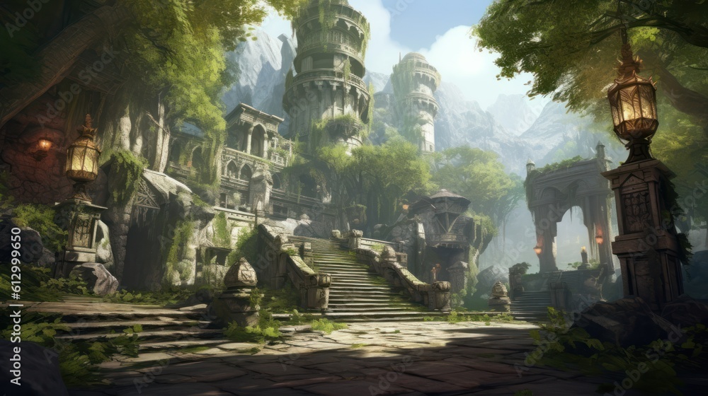 MMORPG game art environment Stock Illustration | Adobe Stock