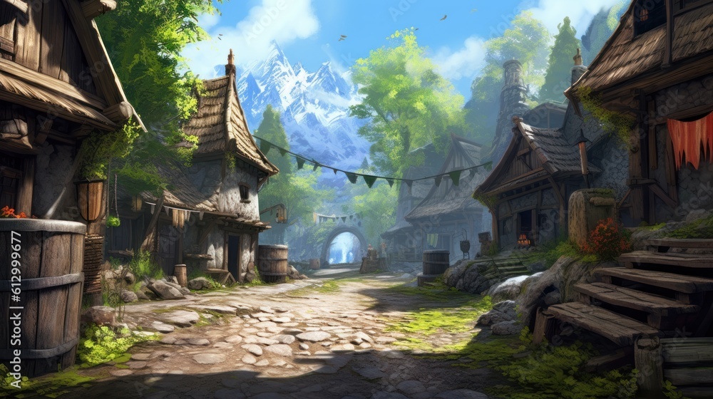 MMORPG game art environment Stock Illustration | Adobe Stock
