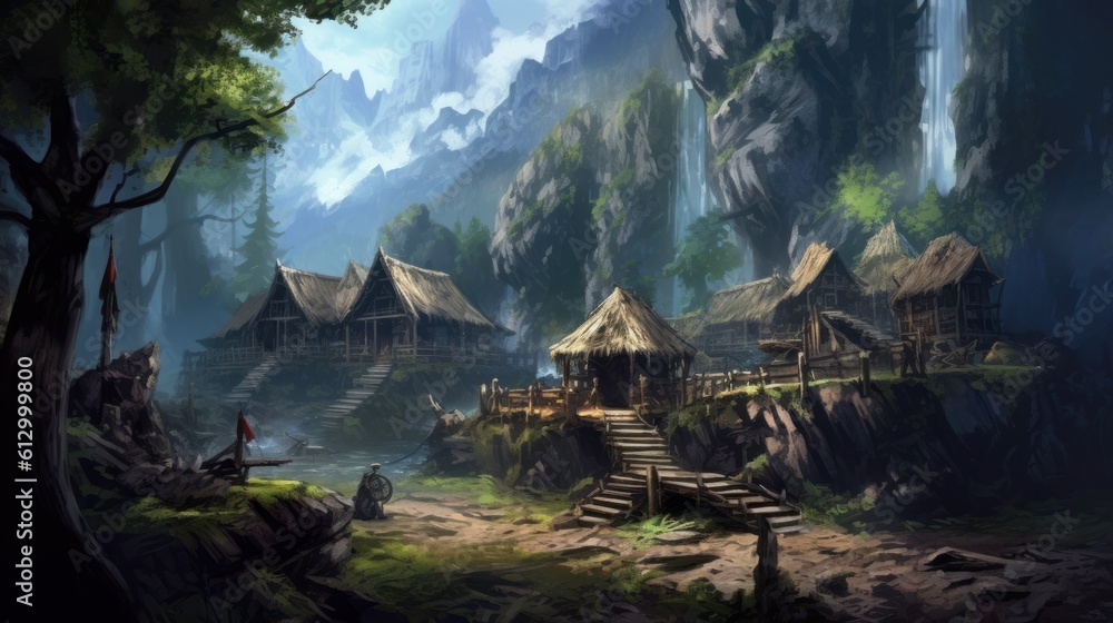 MMORPG game art environment Stock Illustration | Adobe Stock