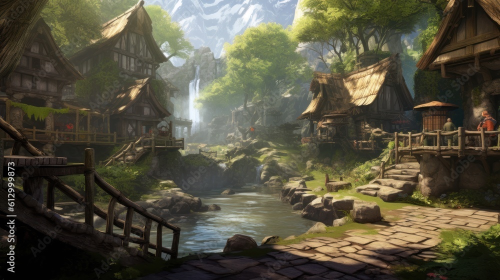 MMORPG game art environment Stock Illustration | Adobe Stock