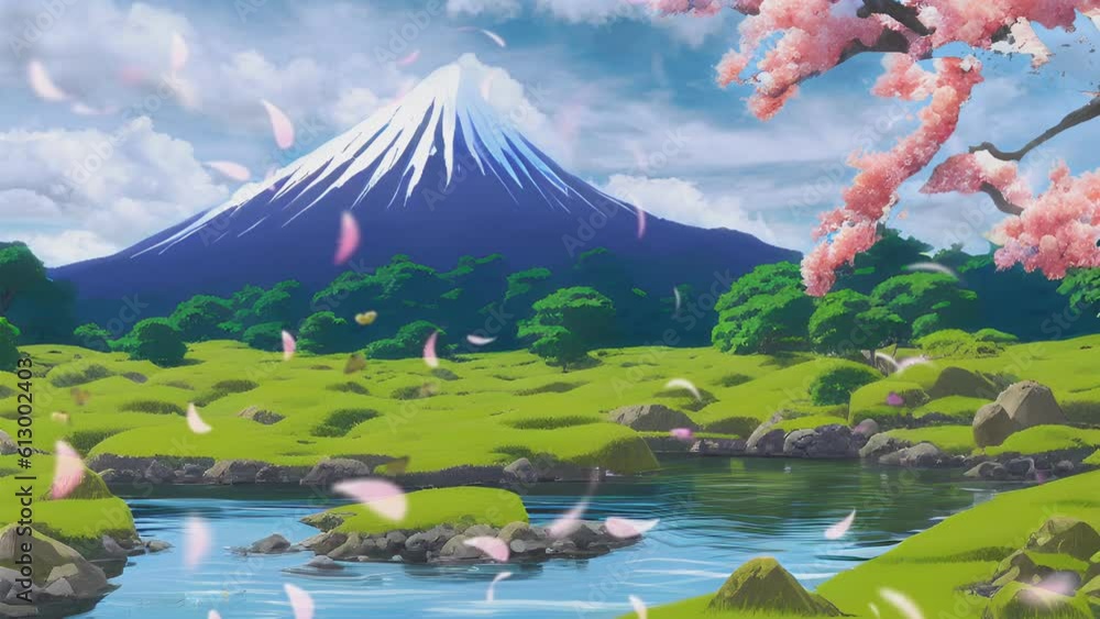 Beautiful fantasy spring nature landscape. Animated background of ...