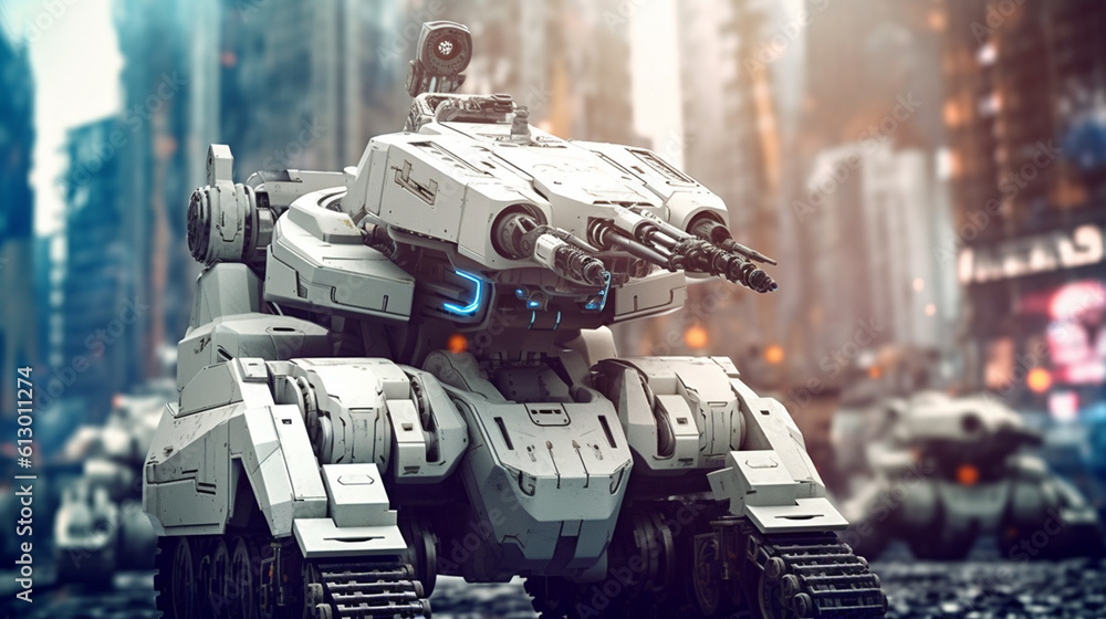 a modern futuristic tank, robot and vehicle combination, autonomous ...