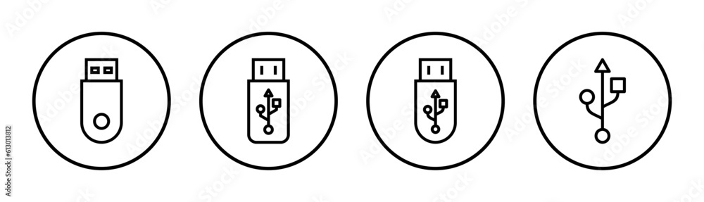 Usb icon set illustration. Flash disk sign and symbol. flash drive sign ...