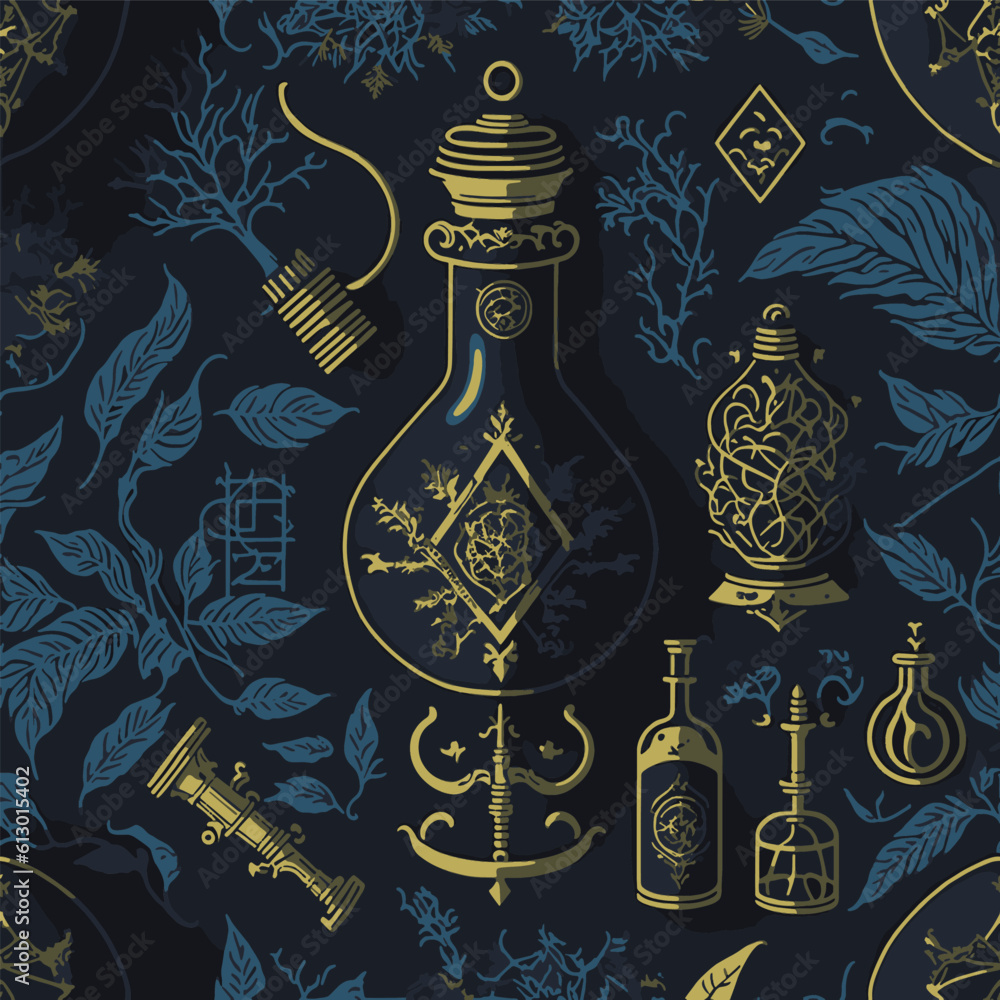 Alchemy seamless pattern. Abstract background with hand-drawn sketches ...