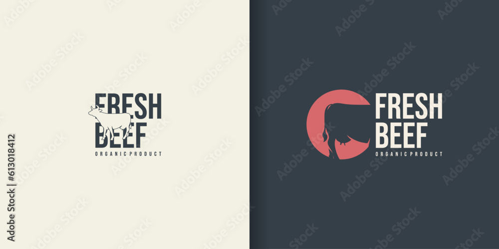 Beef, Cow logo. Fresh Beef trendy logo, emblem, poster with Cow Head ...
