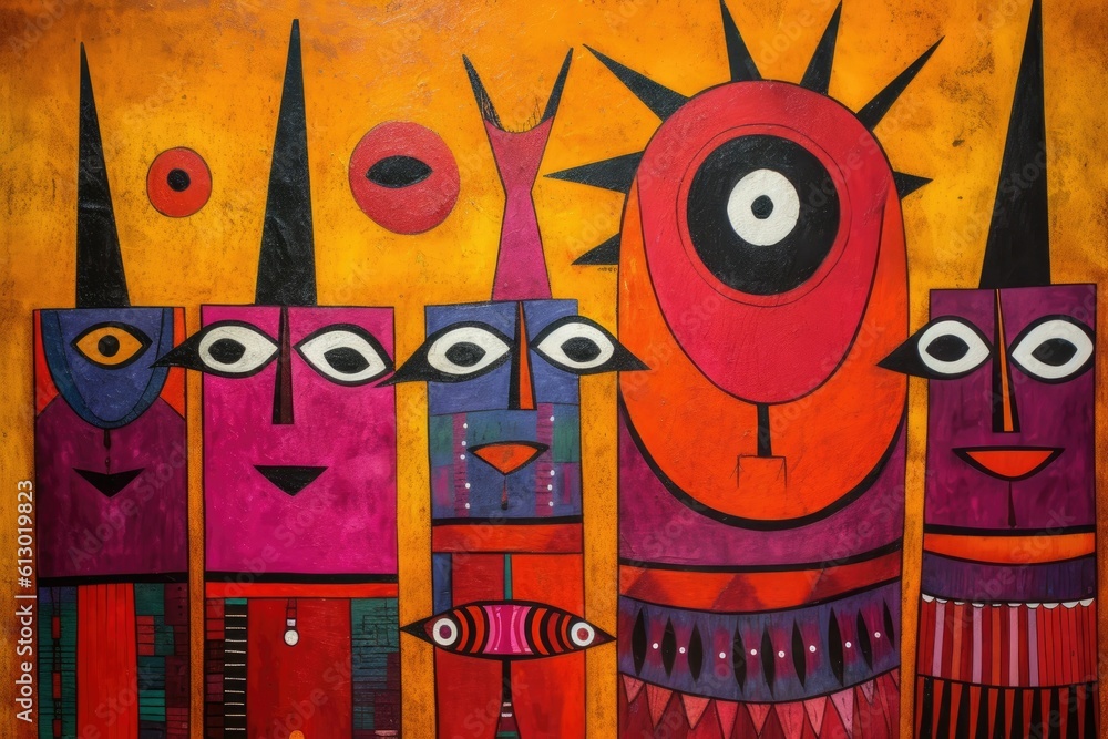 Portrait painting of funny characters representing cultural and ...