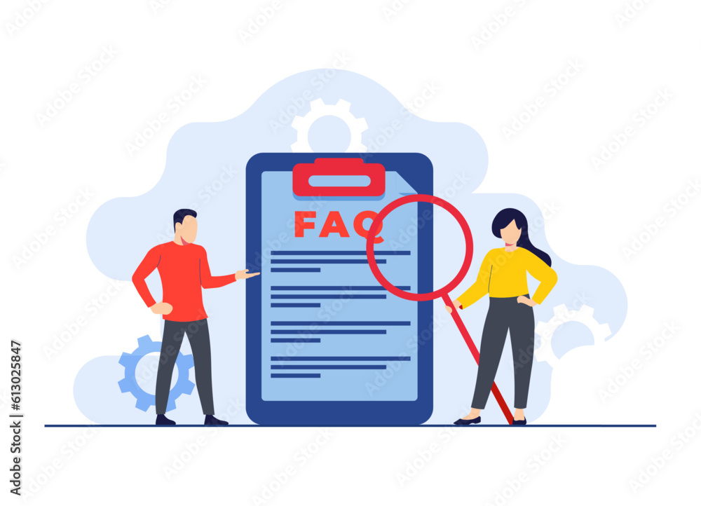 Employees asking questions, Frequently asked questions concept flat ...