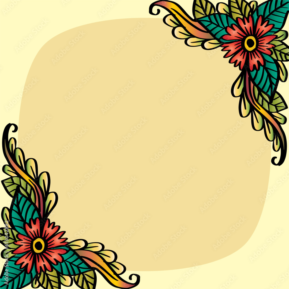 Hand drawing floral frame background Stock Vector | Adobe Stock