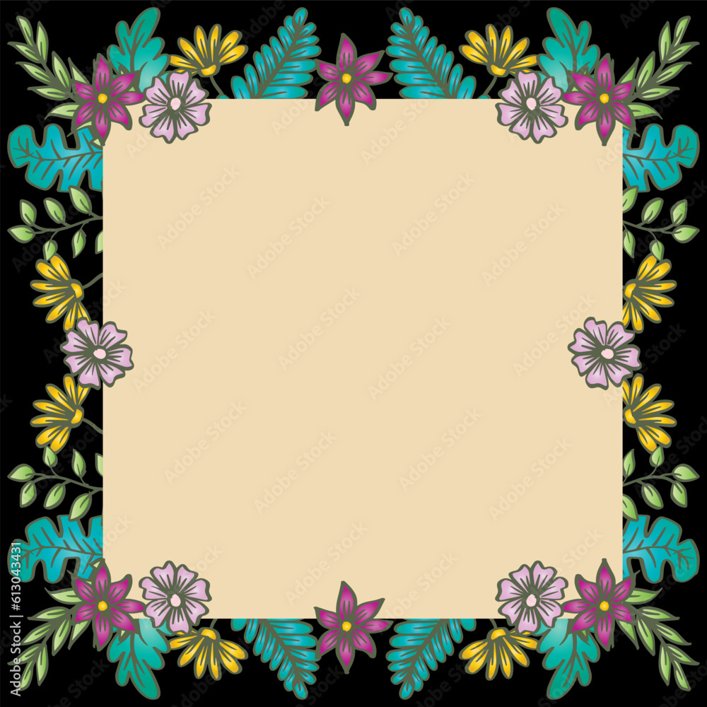 Hand drawing floral frame background Stock Vector | Adobe Stock