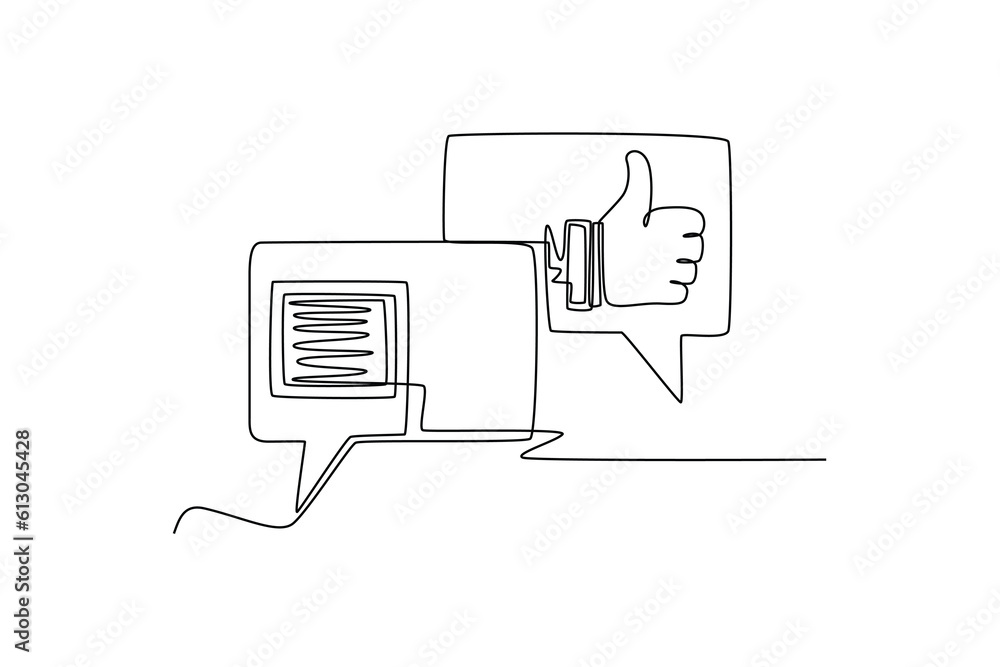 Continuous one line drawing customer service concept. Single line draw ...