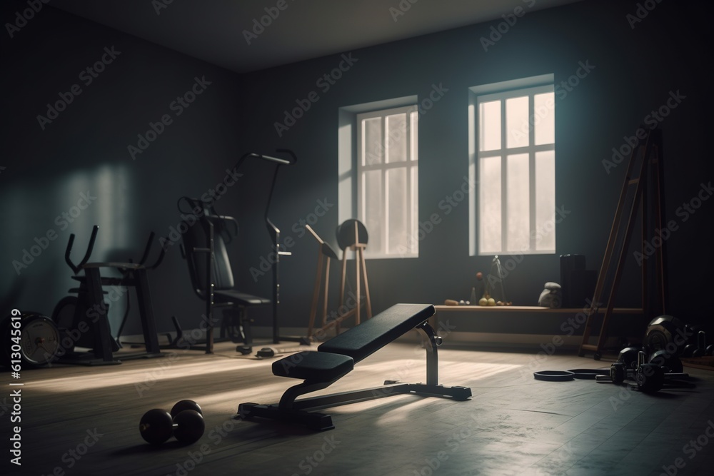 Equipment And Machines At The Modern Gym Room Fitness Center. interior ...