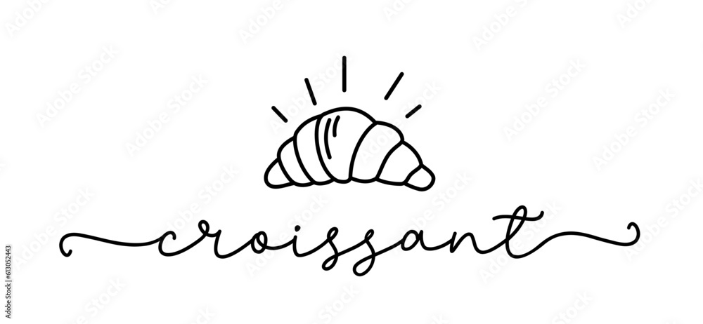Croissant. Vector logo word. Design for breakfast poster, flyer, banner ...