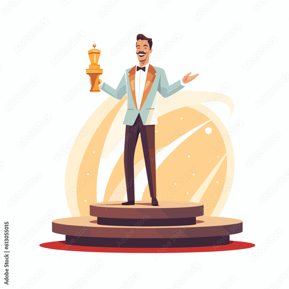 Best movie, tv or theater actor winner standing on a stage and holding ...