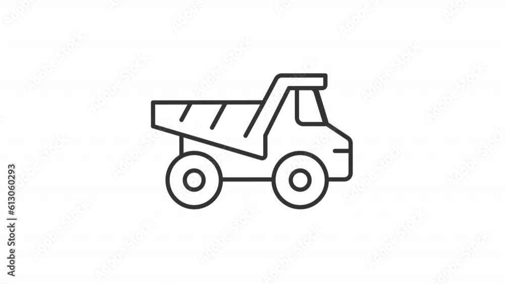 Animated tipper truck line icon. Dump truck riding animation. Cargo ...